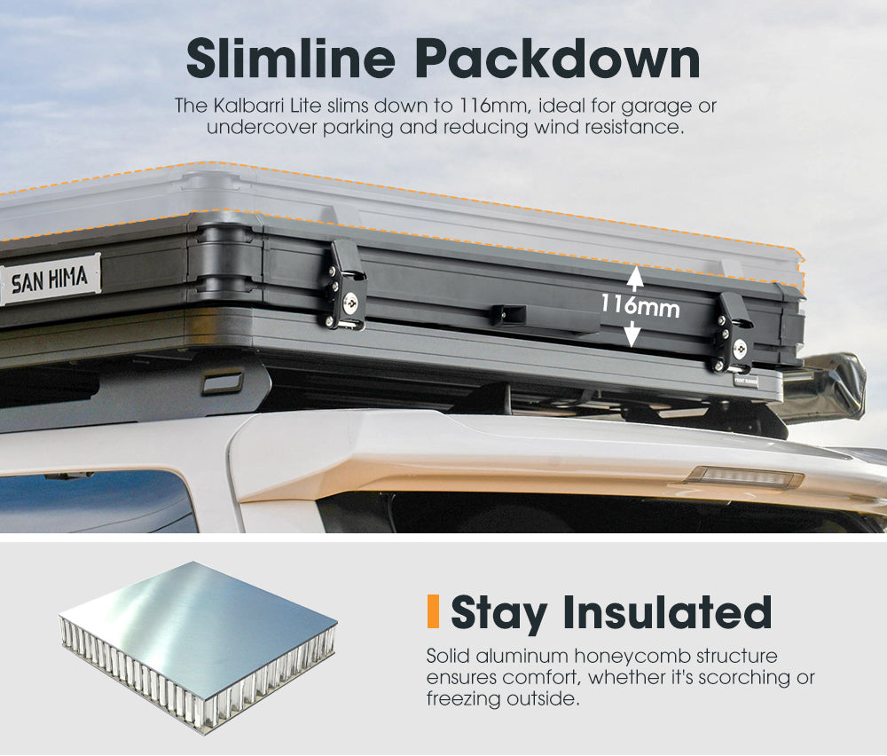San Hima Kalbarri Lite Rooftop Tent Hardshell With Ladder - Grey – Go ...